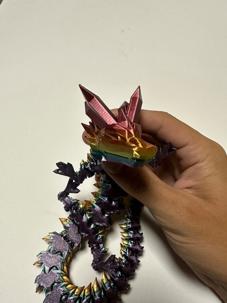 3D Printed Articulated Crystal Dragon Fidget Toy - Etsy