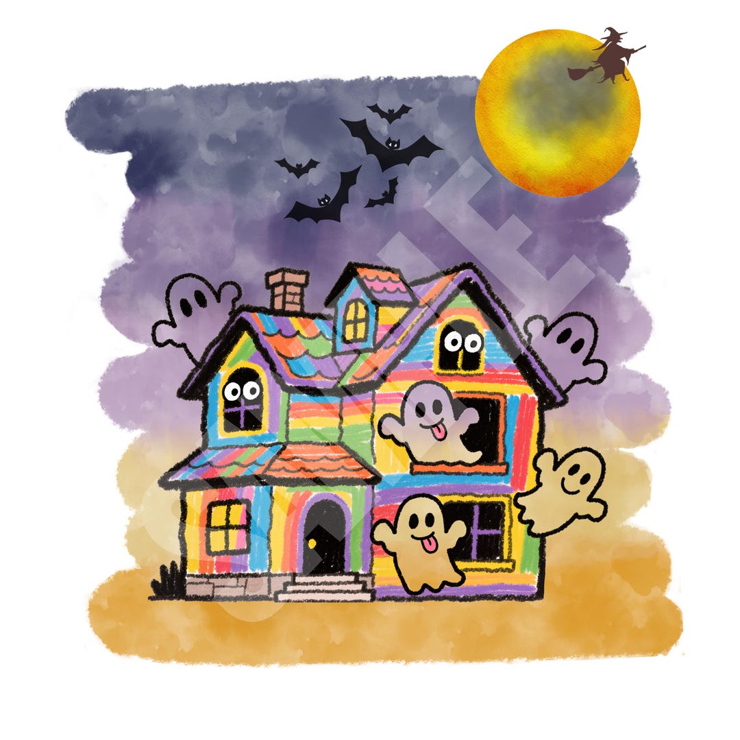 Haunted House Ghost PNG – Cute Halloween Clipart Digital Download ...