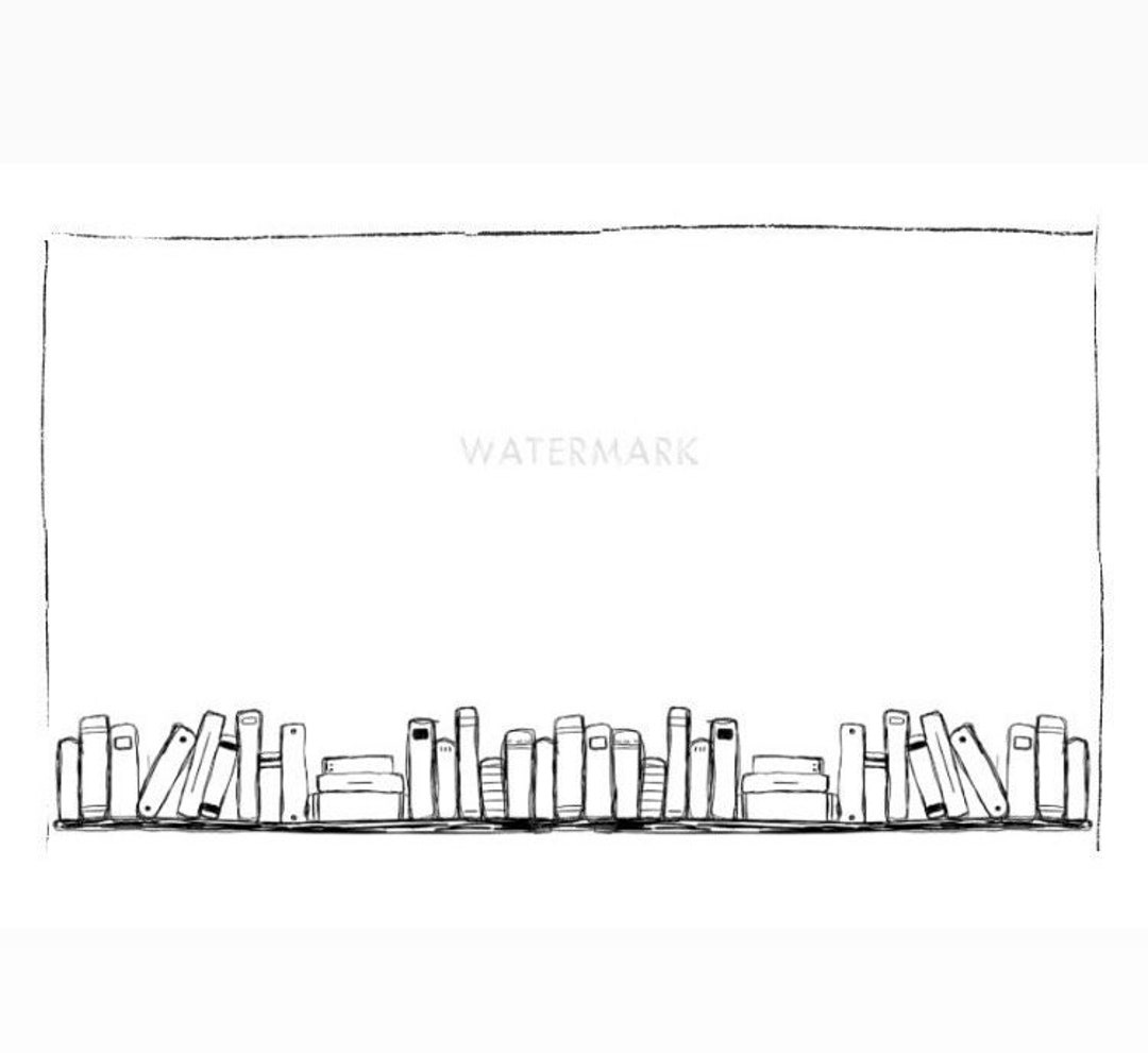 Digital Bookplate Sticker Bookshelf - Row of Books - Author Signature ...