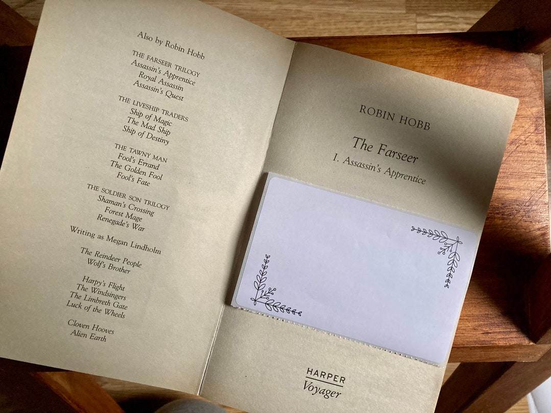 10 Bookplate Stickers - Simple Branches Corner Border - Author ...