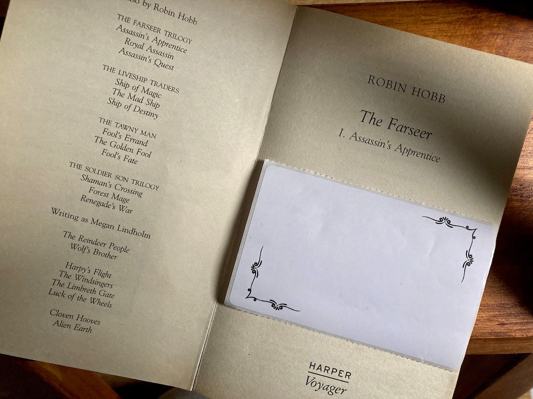 10 Bookplate Stickers - Simple Corner Border - Author Signature - Book ...