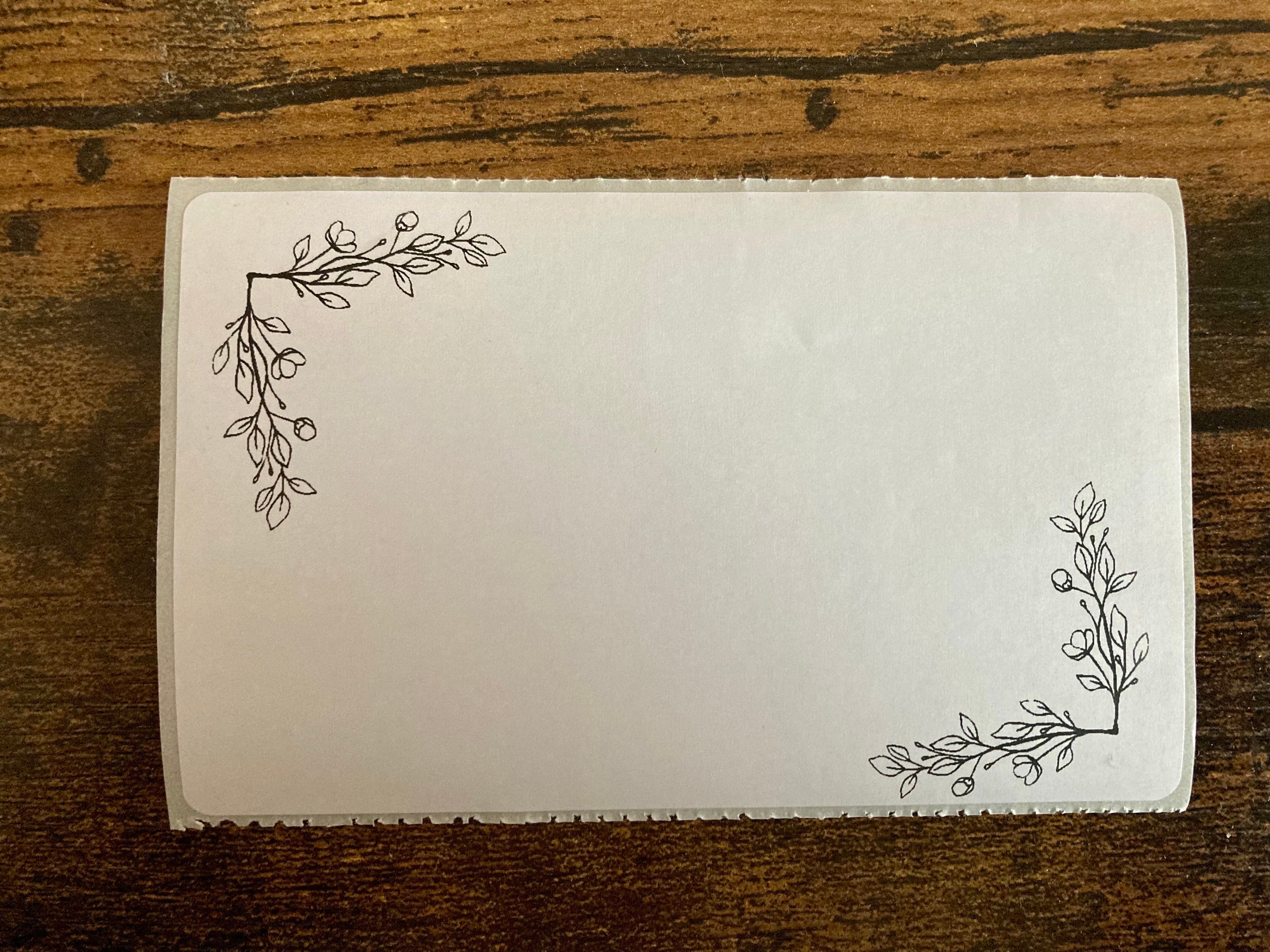 10 Bookplate Stickers - Floral Branches Corner Border Flowers - Author ...