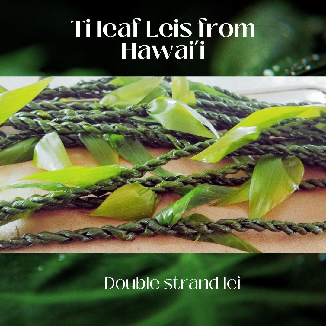 Handmade Ti Leaf Lei: Fresh Green Double Strand Lei From Hawaii - Etsy