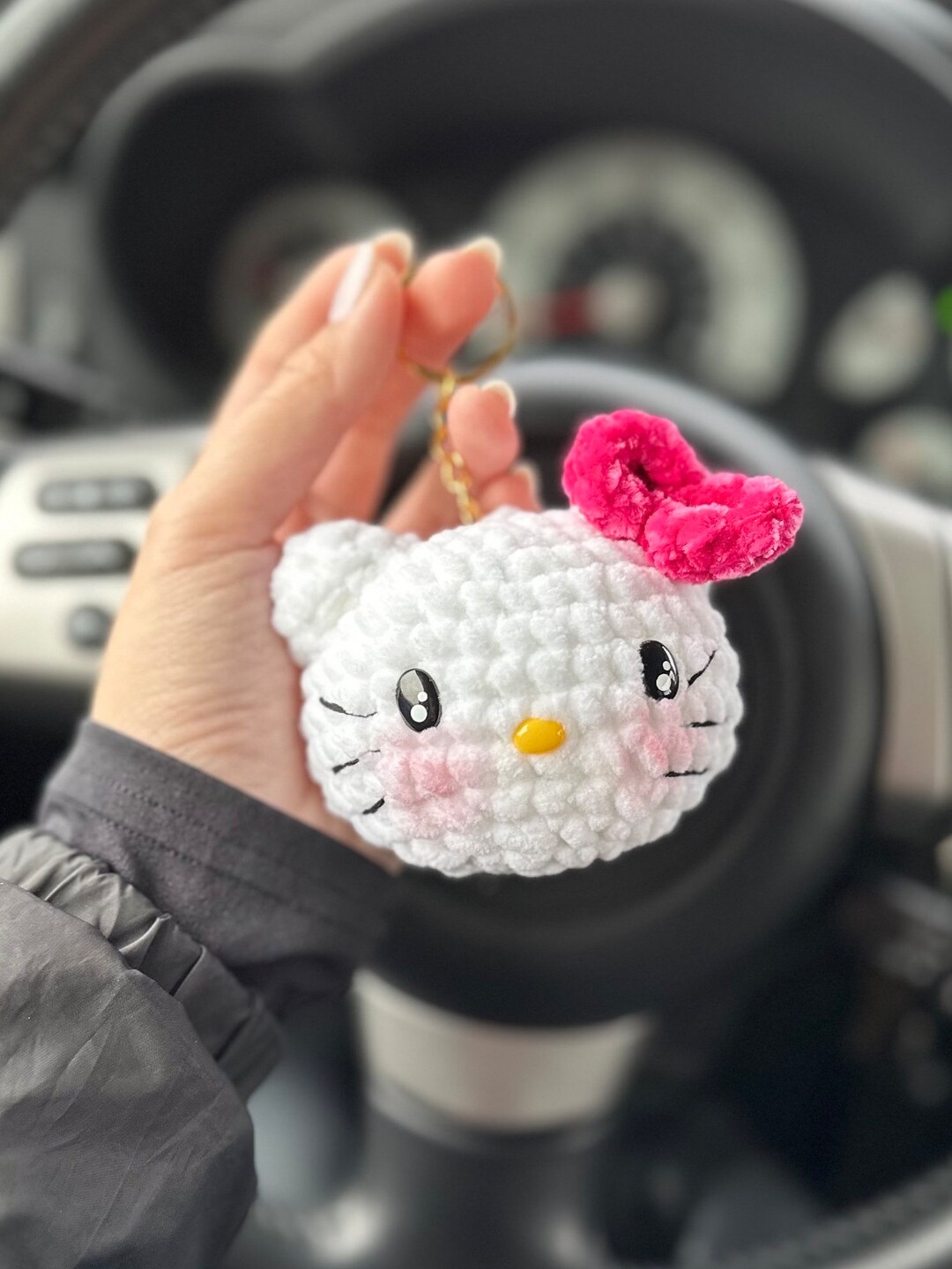 Hello Kitty Plushie Crochet Keychain - Etsy