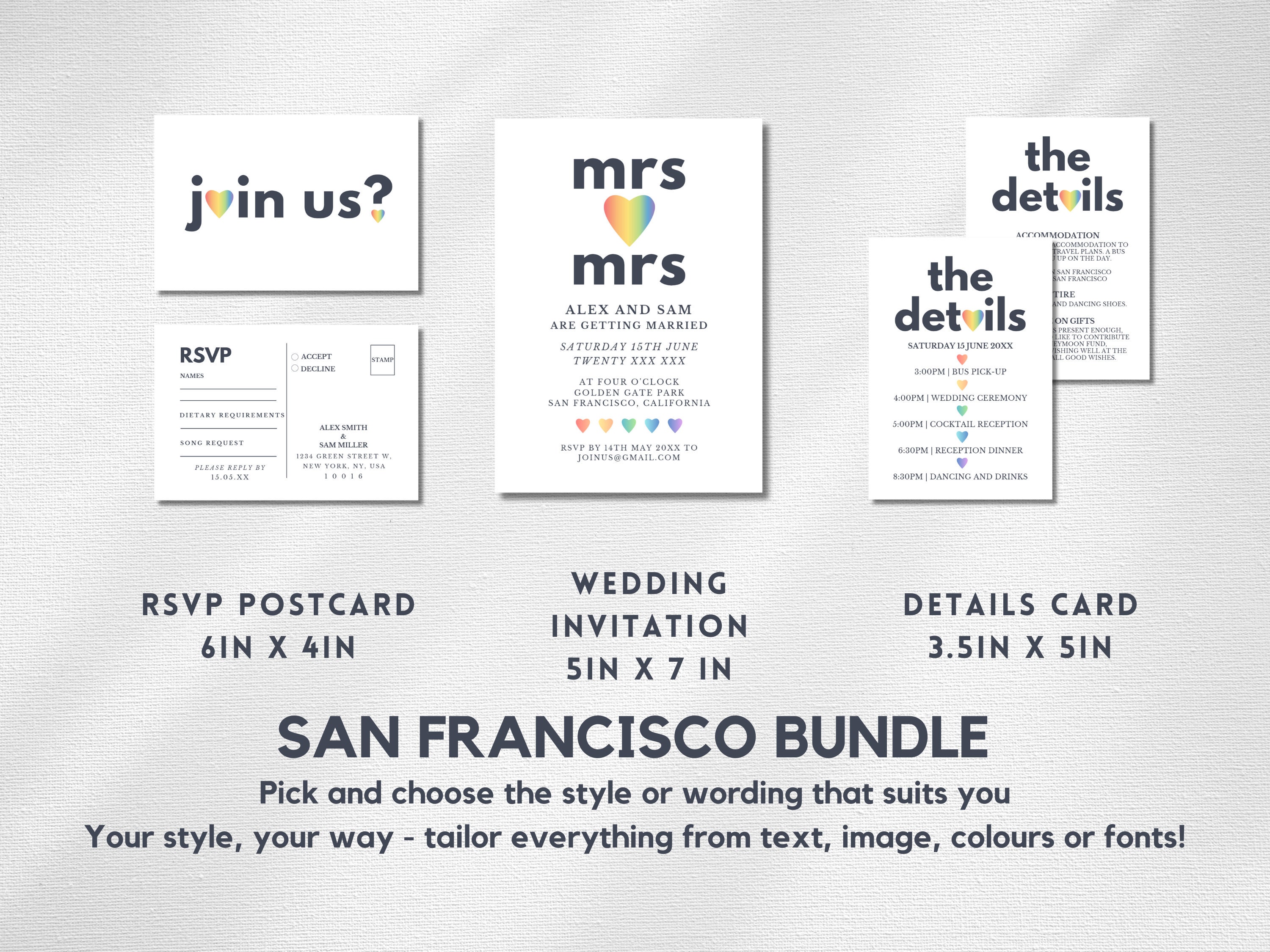 LGBTQ Wedding Bundle Templates, Invitation Suite, Printable Invite ...