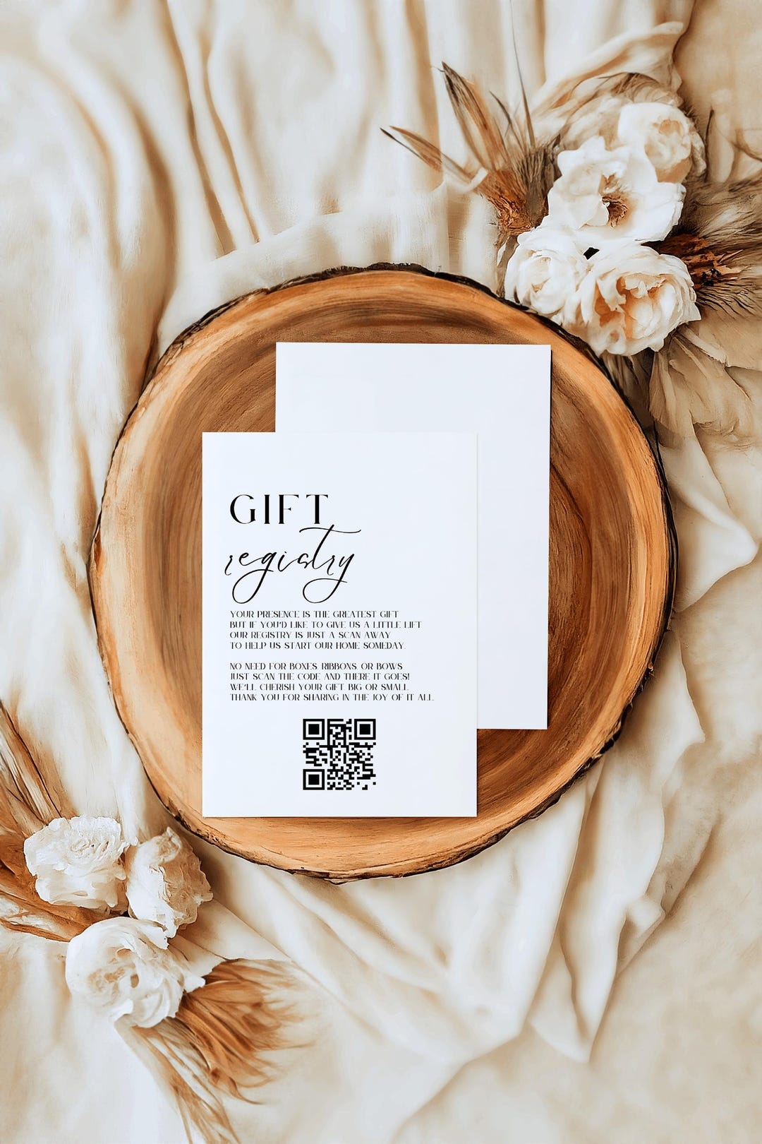 Gift Registry Card With QR Code Template, Minimalist Wedding Invitation ...