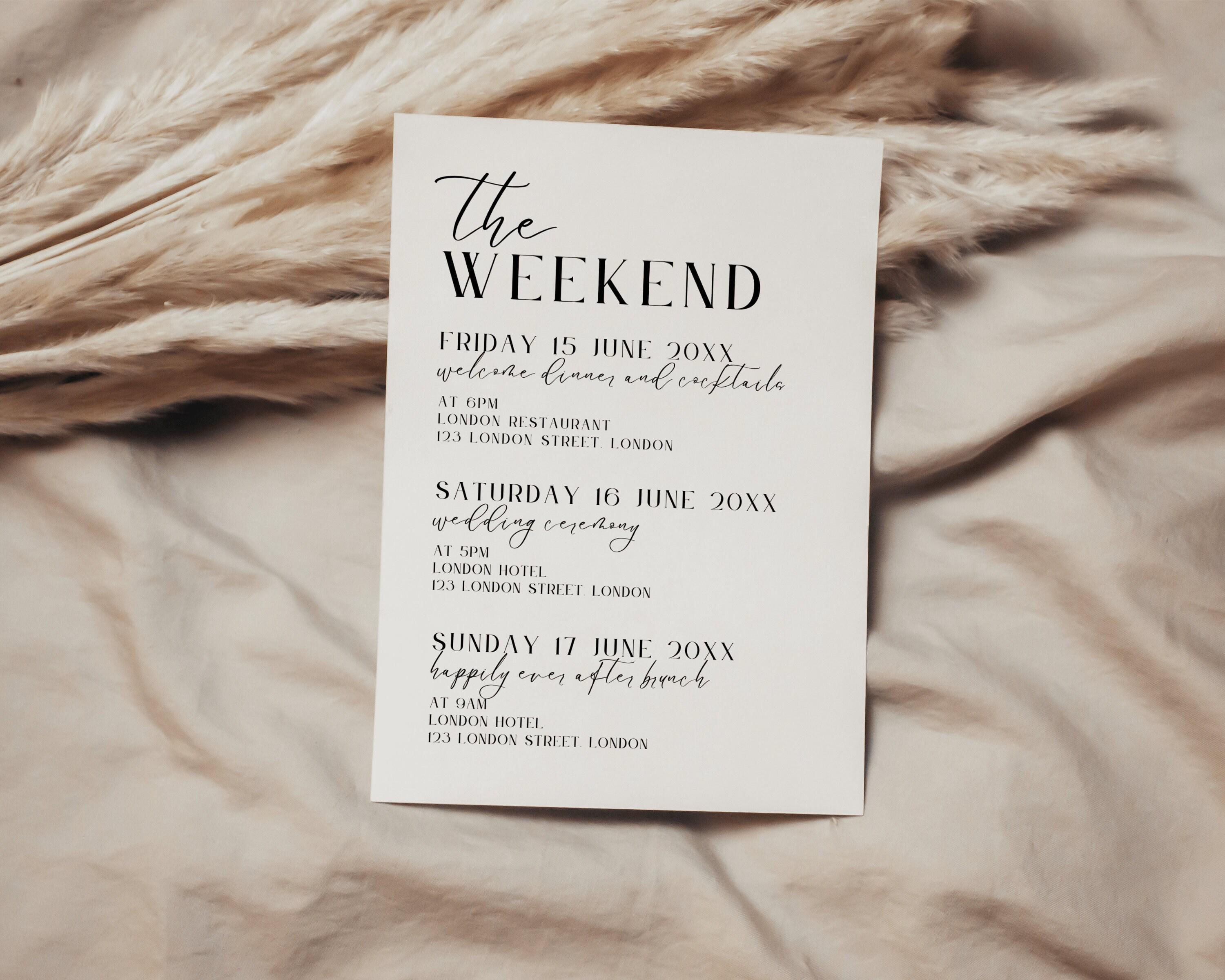 Wedding Welcome Letter Template, Destination Wedding Details Card ...