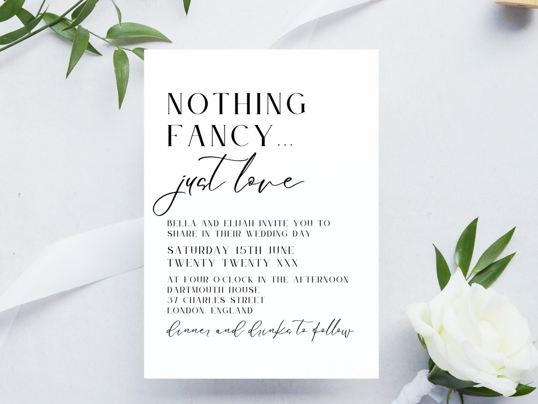 Intimate Wedding Invitation Template, Wedding Invitation Nothing Fancy ...