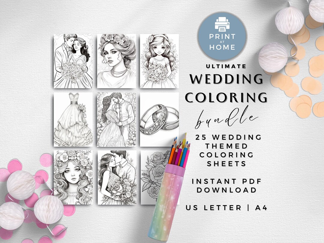 Wedding Coloring Pack, Kids Colouring Book, Reception Activity Pack for ...