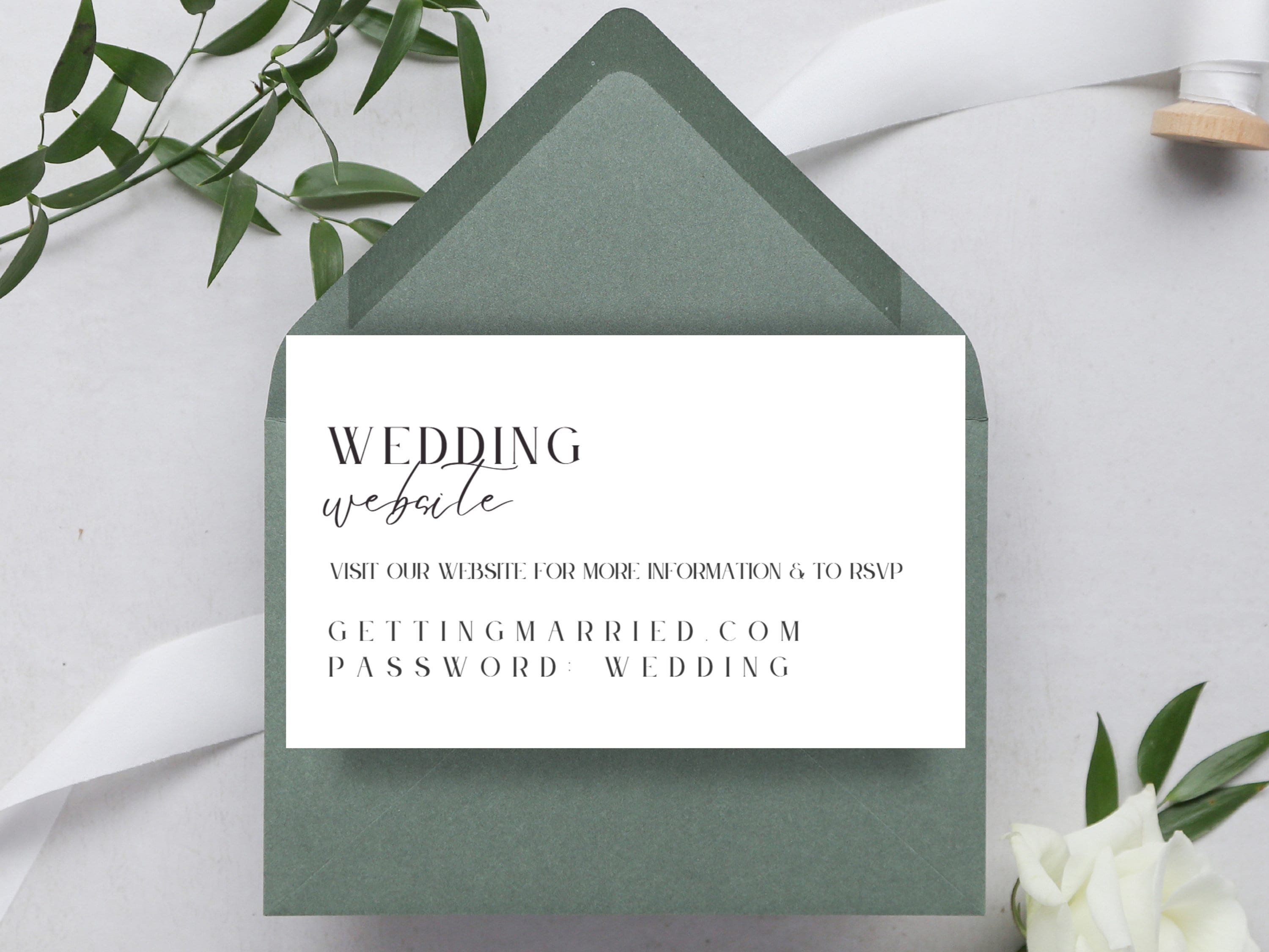 Wedding Website Card Template, Wedding Details Insert, Minimalist ...