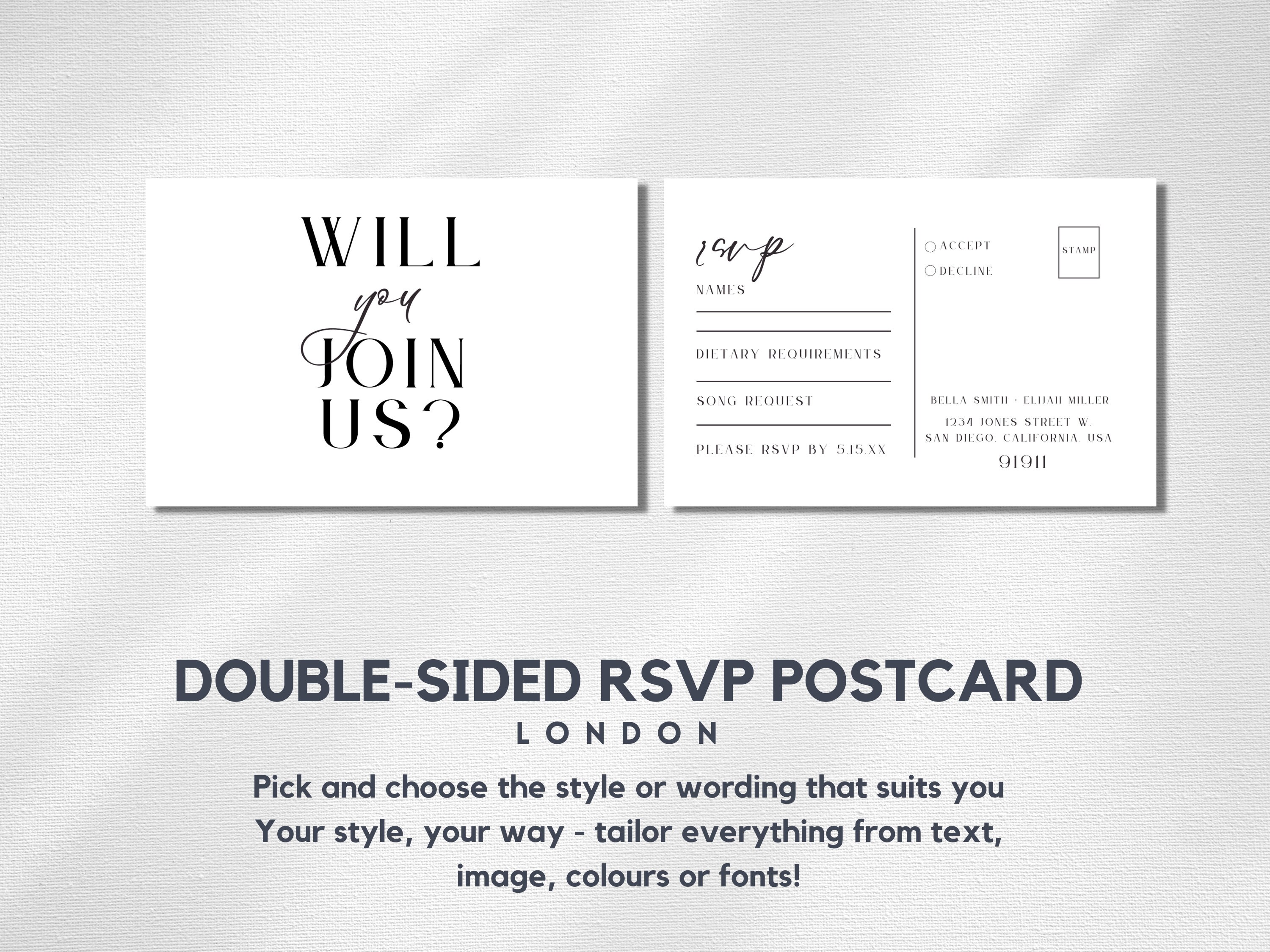 Invitation RSVP Card Template, Wedding Reply Card, Simple RSVP ...