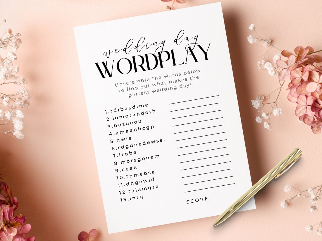 Wordplay Wedding Game Printable, Elegant Bridal Shower Game ...