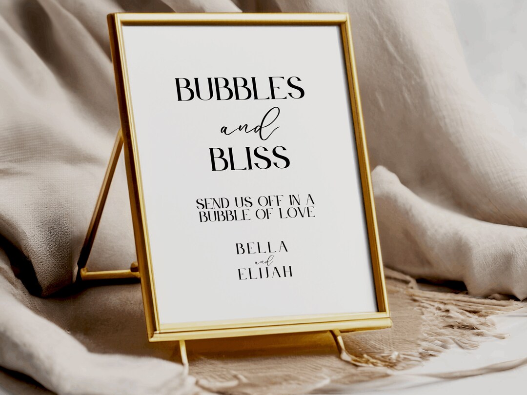 Wedding Bubble Sign Template, Minimalist Wedding Bubble Wand Send off ...