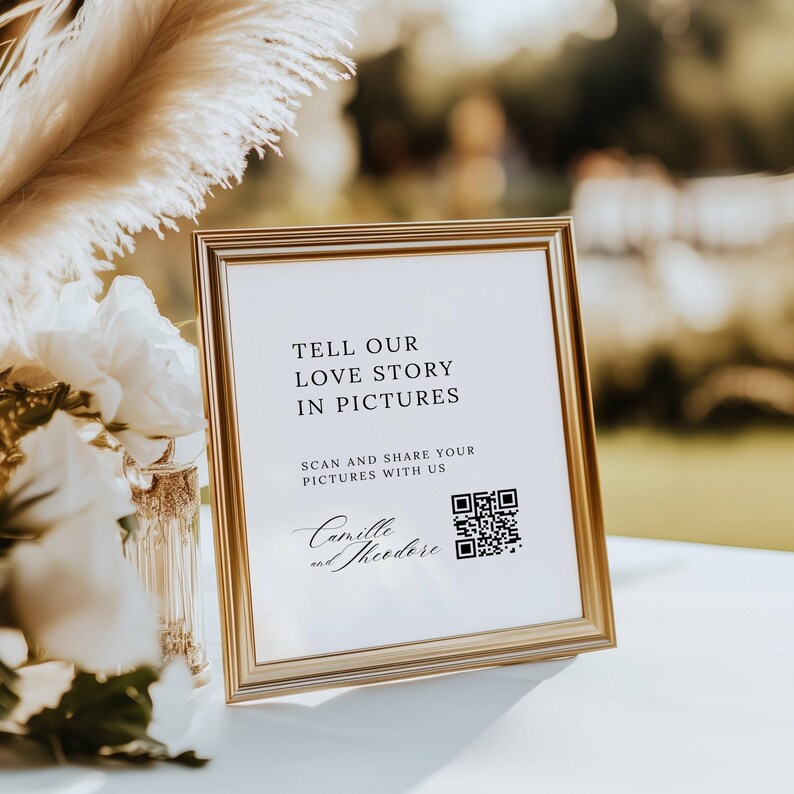 QR Code for Photo Sharing Wedding Sign Template, Classic Wedding Photo ...