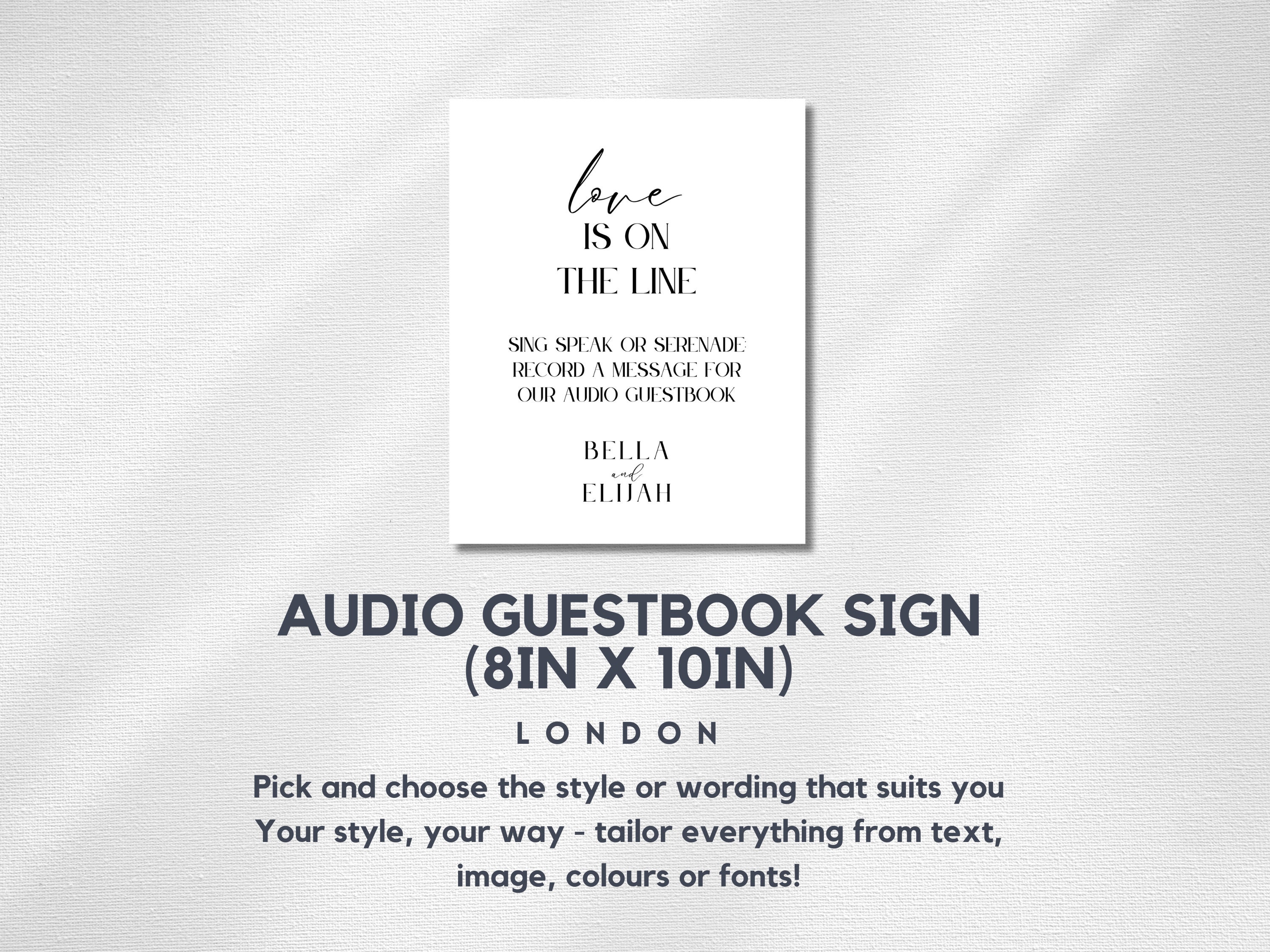 Audio Guest Book Sign Template, Minimalist Wedding Phone Audio ...