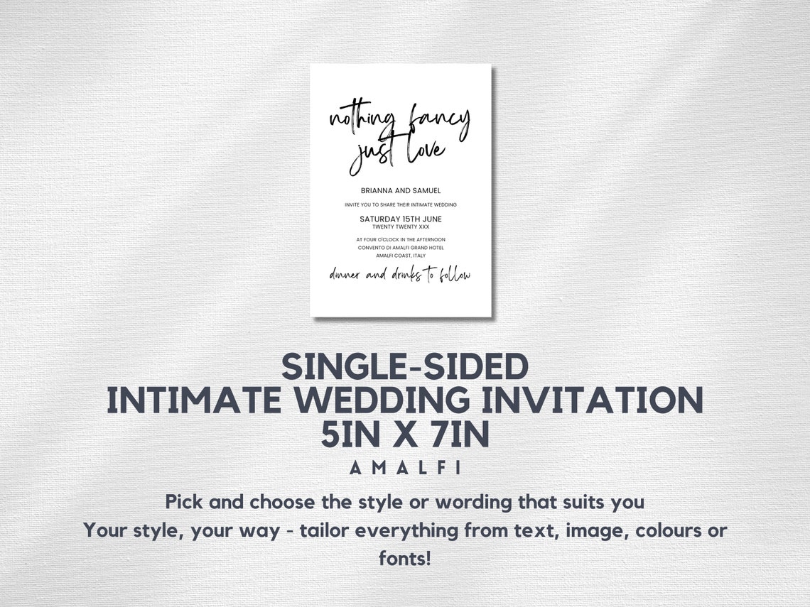 Intimate Wedding Invitation Template Small Intimate Wedding - Etsy