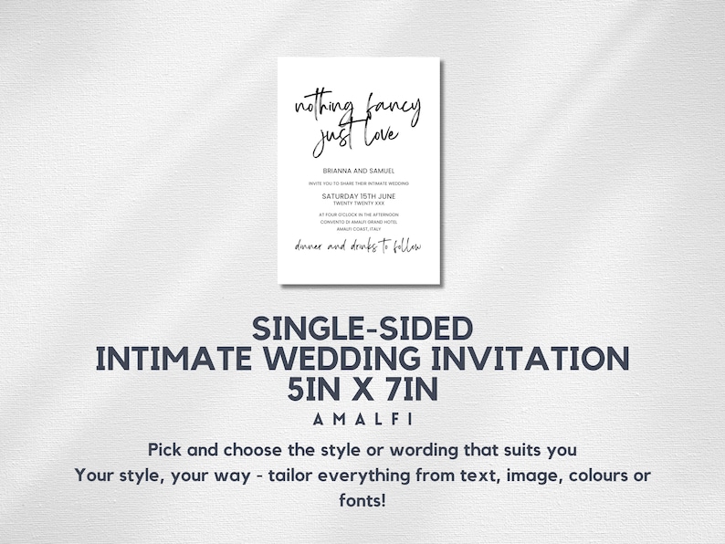 Intimate Wedding Invitation Template Small Intimate Wedding - Etsy