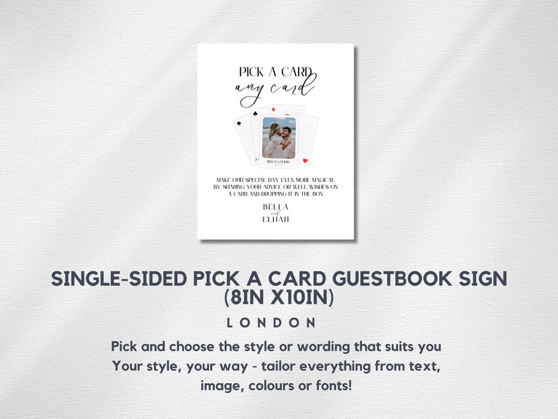 Pick A Card Any Card Wedding Sign Template, Playing Cards Wedding Guest ...