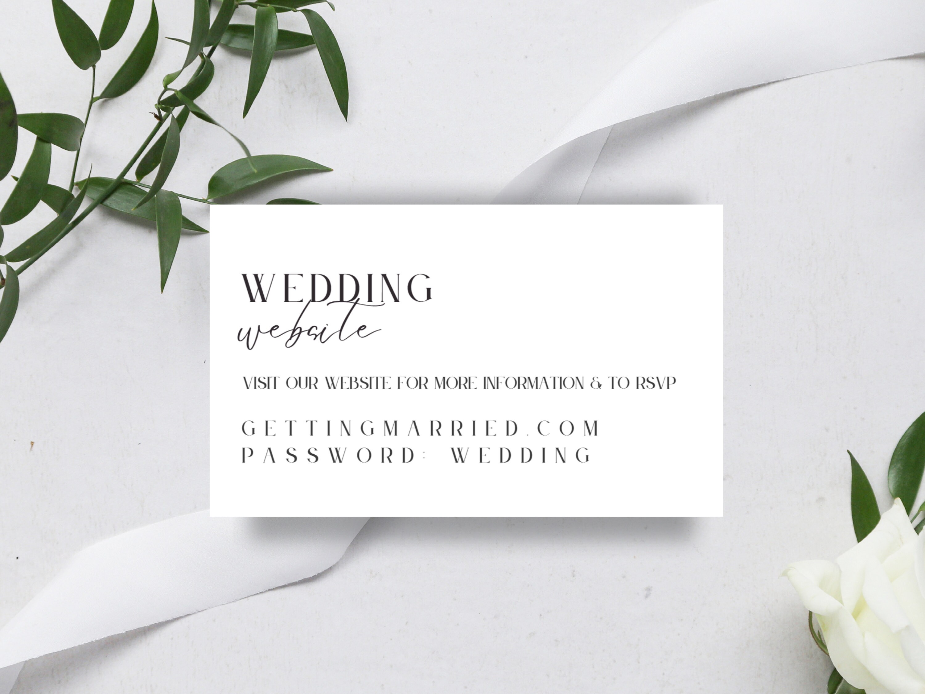 Wedding Website Card Template, Wedding Details Insert, Minimalist ...