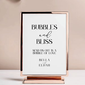 Wedding Bubble Sign Template, Minimalist Wedding Bubble Wand Send off ...