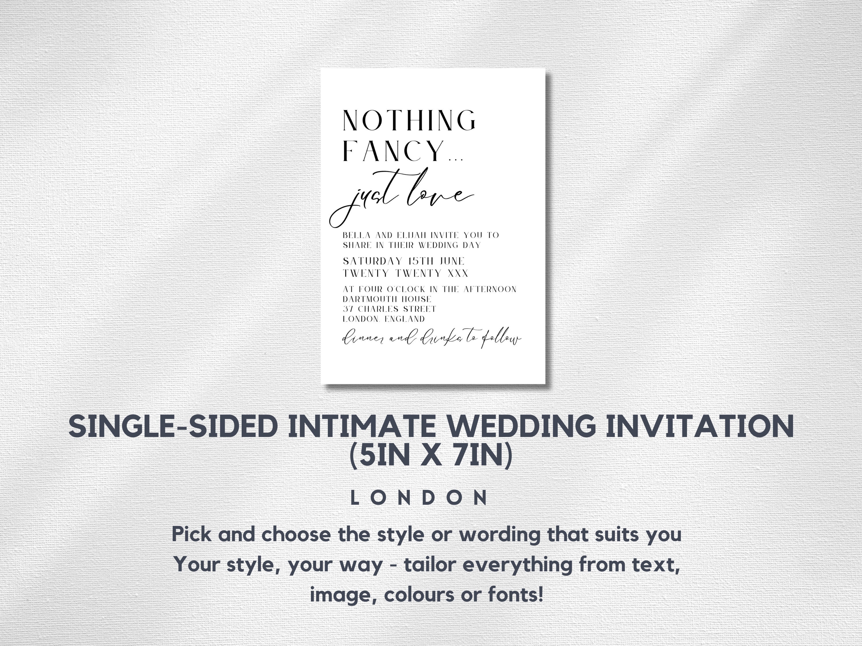 Intimate Wedding Invitation Template, Small Wedding Invite, Minimalist ...