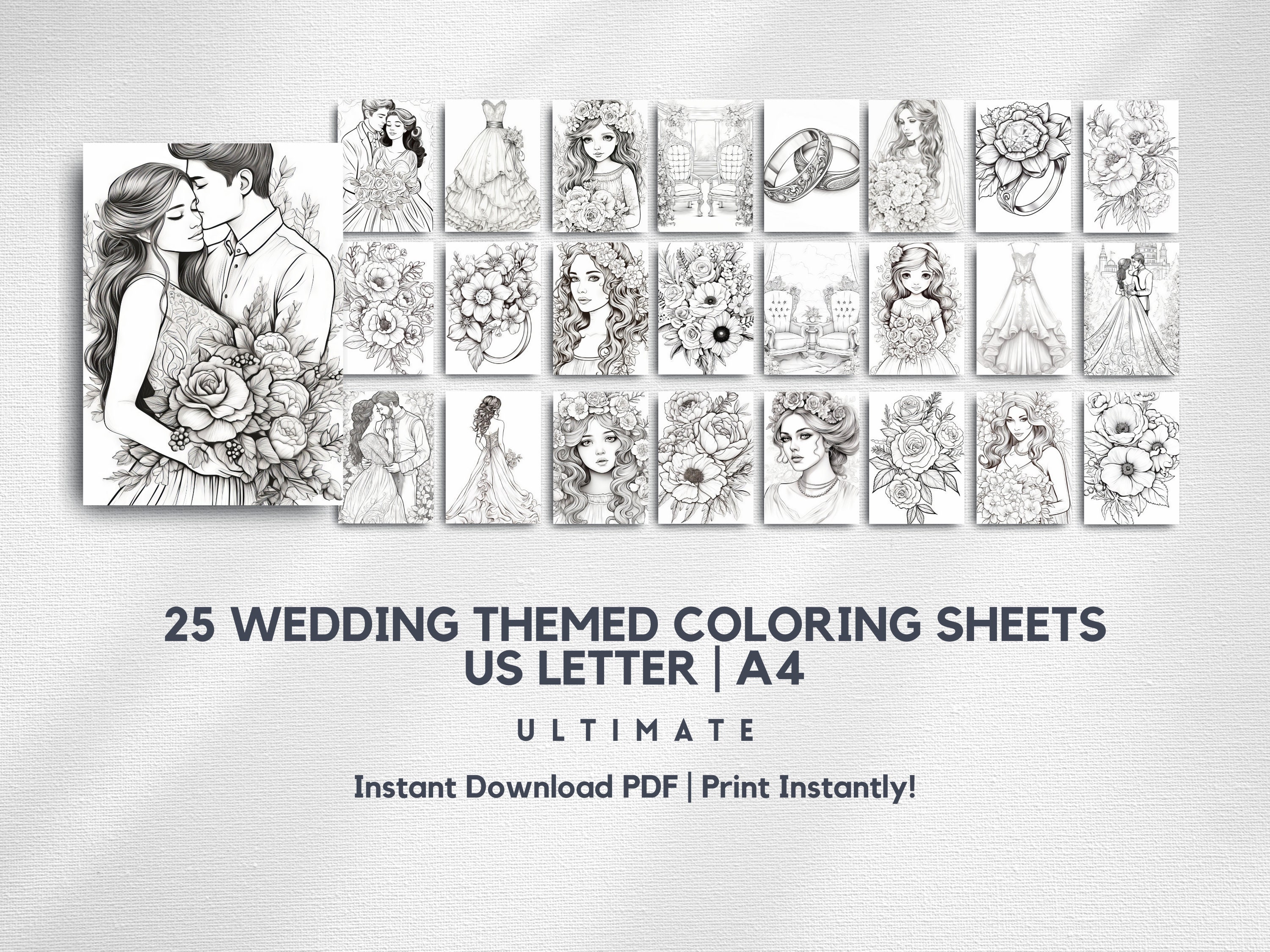 Wedding Coloring Pack, Kids Colouring Book, Reception Activity Pack for ...