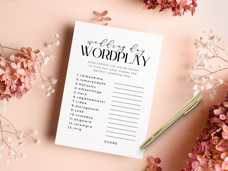 Wordplay Wedding Game Printable, Elegant Bridal Shower Game ...