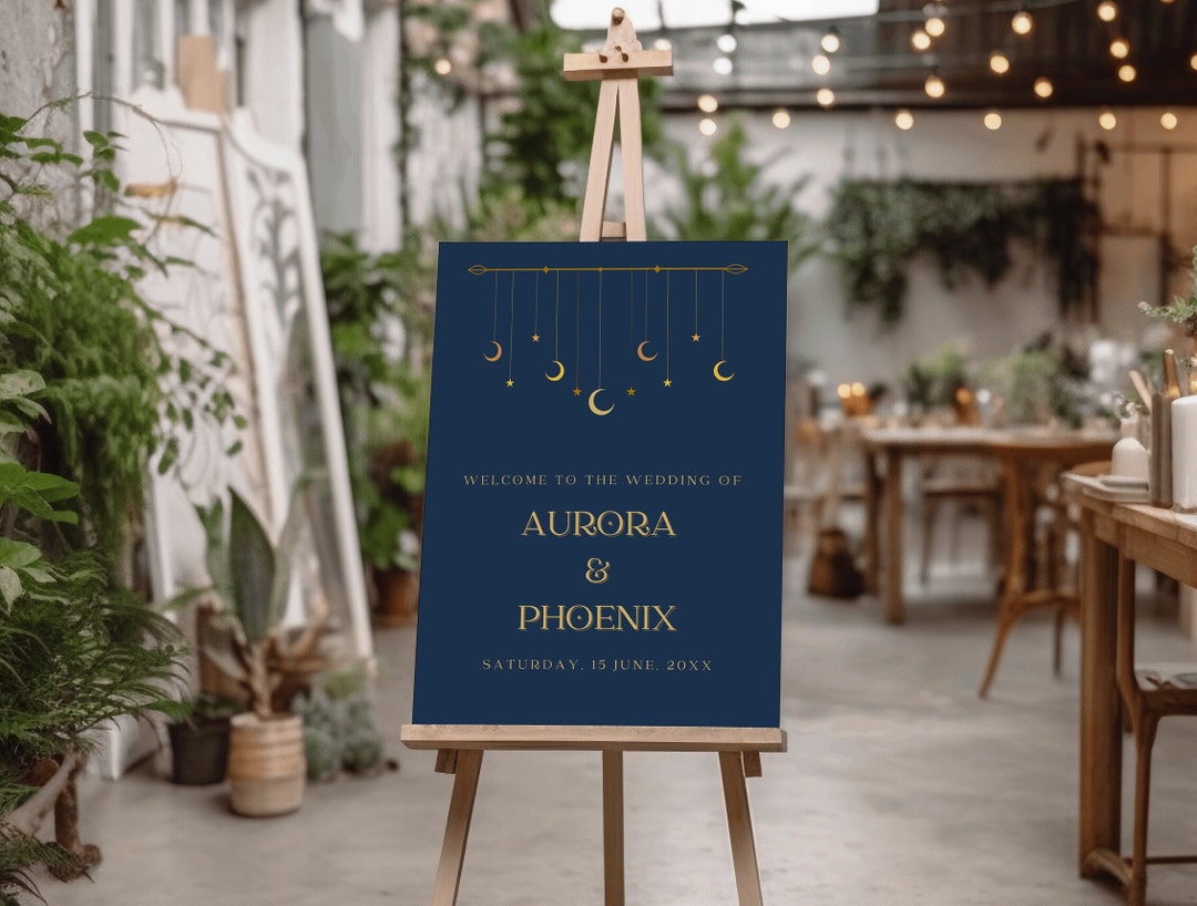 Wedding Welcome Sign Template, Celestial Wedding Ceremony Signage ...