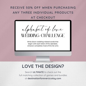 A-Z Wedding Game Printable, Alphabet of Love Wedding Challenge, Bridal ...