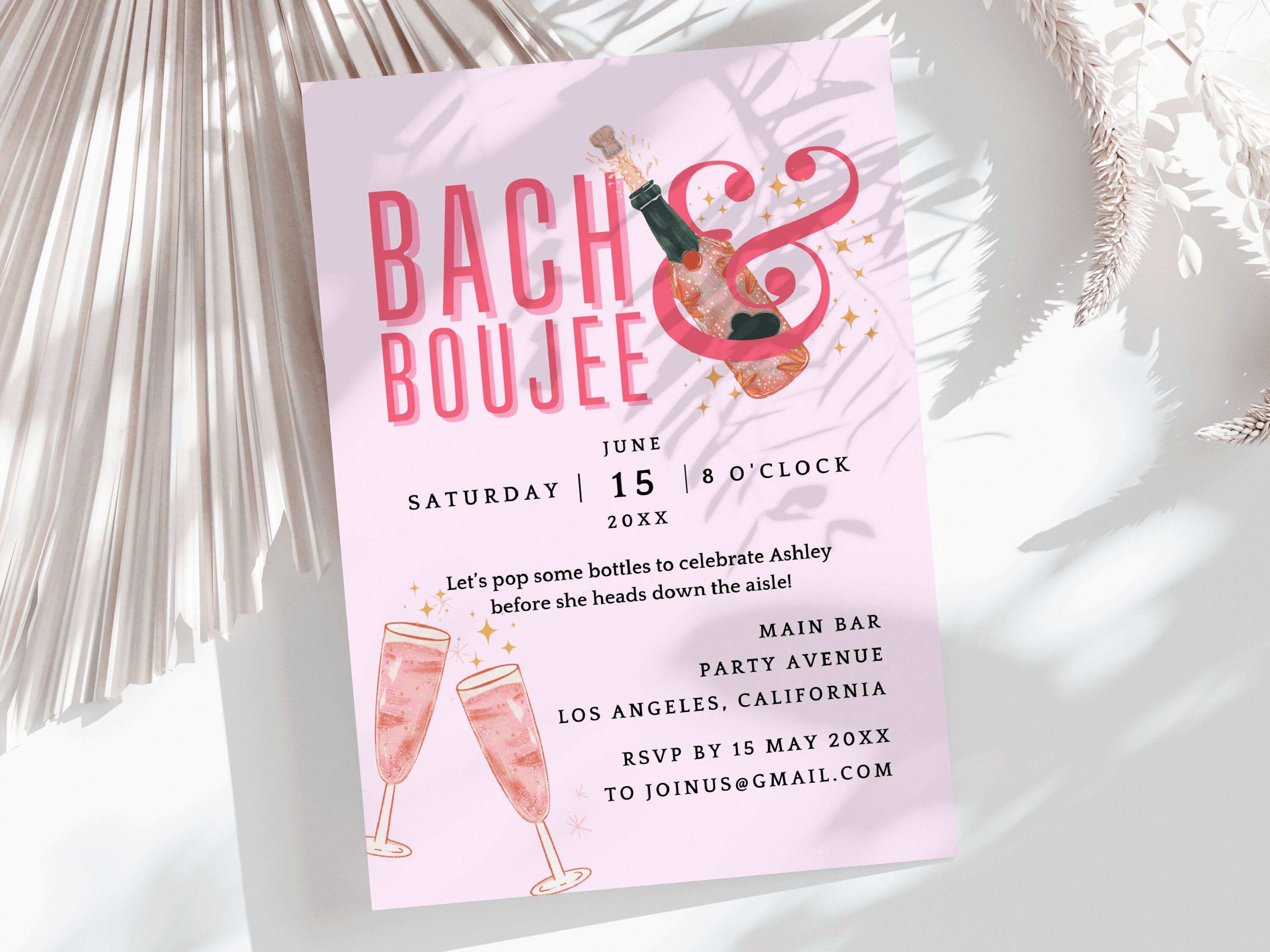 Bachelorette Party Invitation Template, Bach and Boujee Bridal Shower ...
