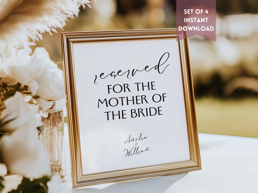 Reserved for Family Sign Template, Minimalist Wedding Ceremony Signage ...