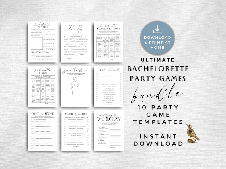 Sip and Solve Wedding Game Bundle Template With QR Code Photo Sharing ...