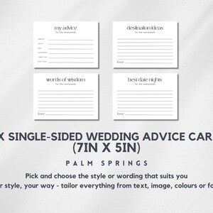 Advice and Well Wishes Cards Template, Minimalist Wedding Game, Words ...