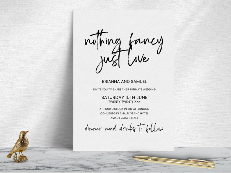 Intimate Wedding Invitation Template Small Intimate Wedding - Etsy