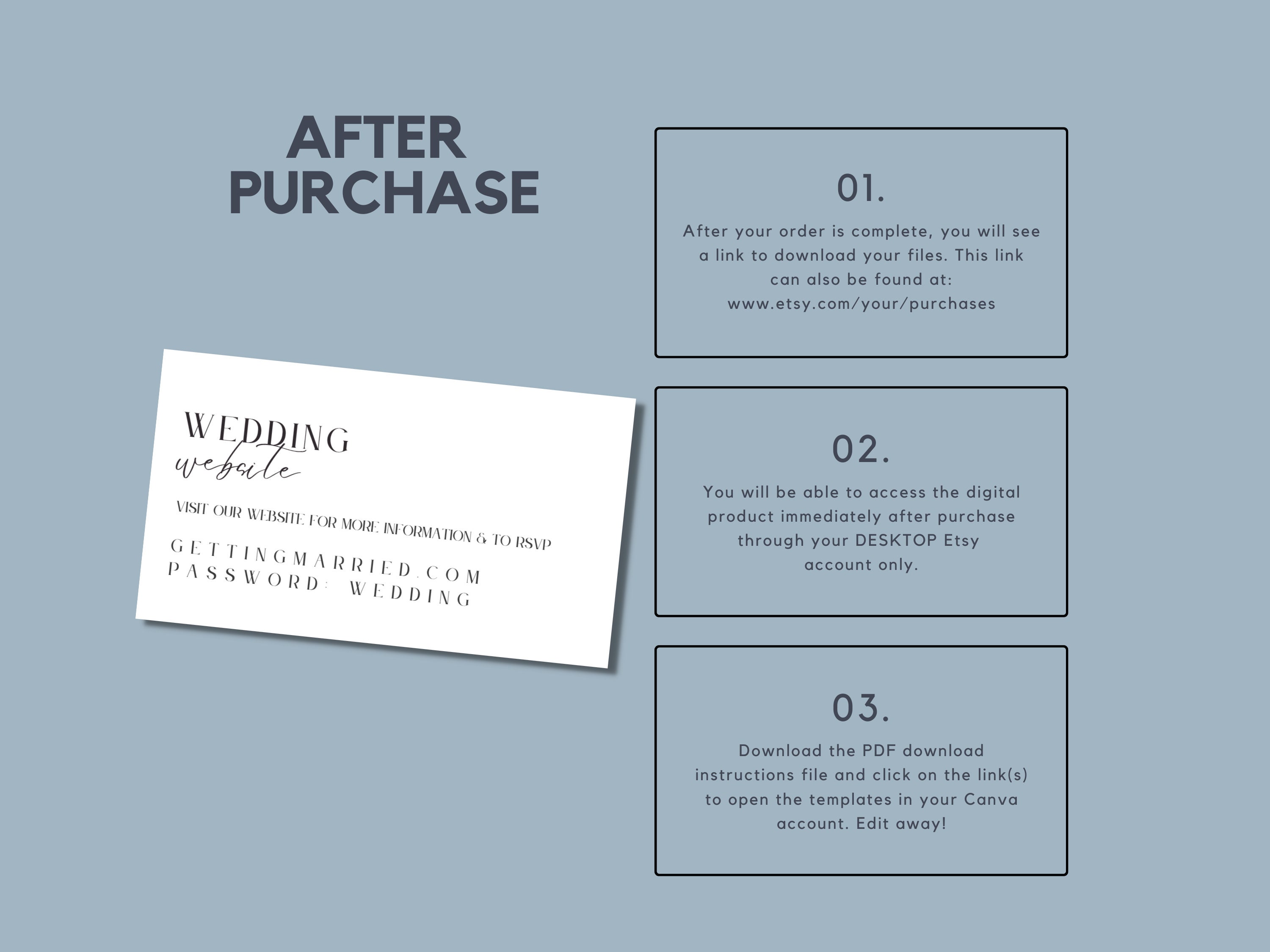 Wedding Website Card Template, Wedding Details Insert, Minimalist ...