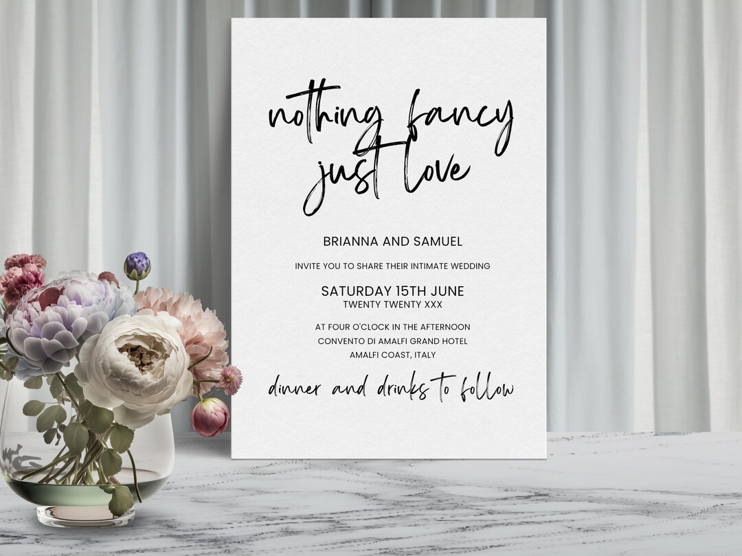 Intimate Wedding Invitation Template Small Intimate Wedding - Etsy