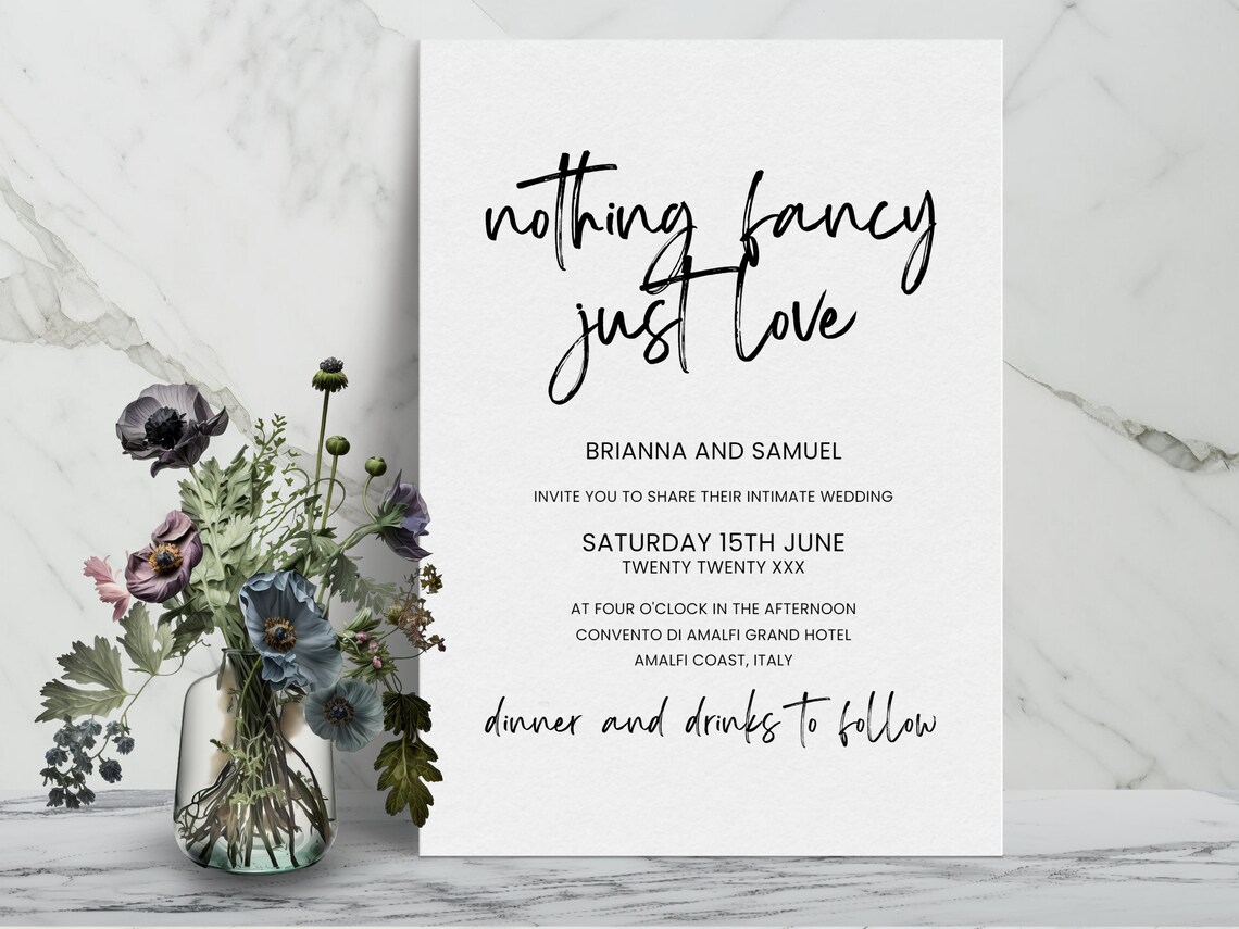 Intimate Wedding Invitation Template Small Intimate Wedding - Etsy