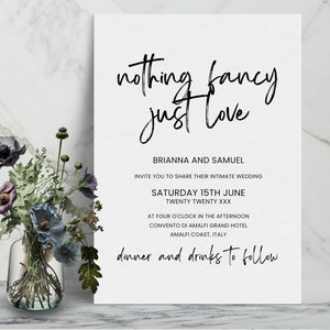 Intimate Wedding Invitation Template Small Intimate Wedding - Etsy