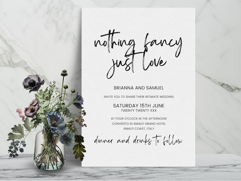 Intimate Wedding Invitation Template Small Intimate Wedding - Etsy