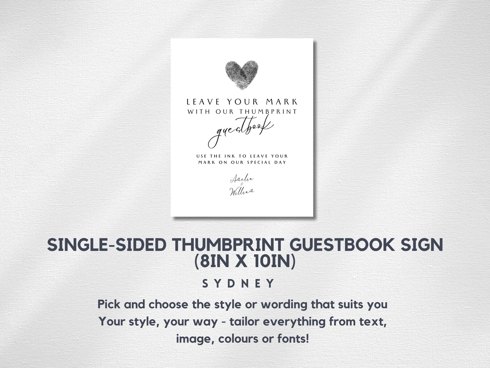 Thumbprint Wedding Guest Book Sign, Wedding Fingerprint Tree Guestbook ...