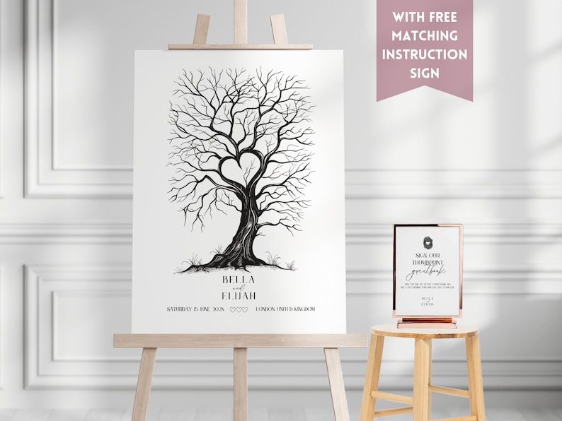 Thumbprint Wedding Guest Book Template With Free Custom Sign ...
