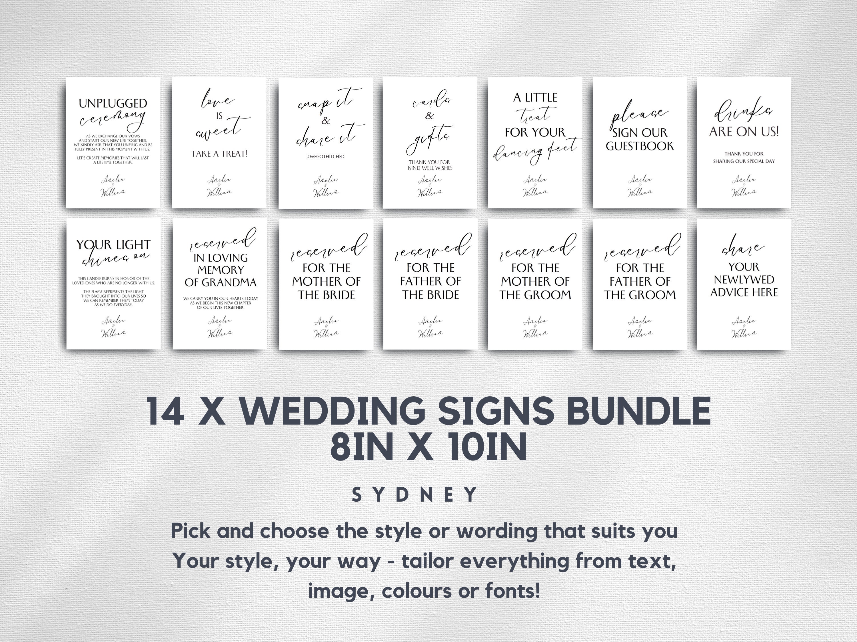 Wedding Reception Bundle Template Modern Wedding Signs - Etsy