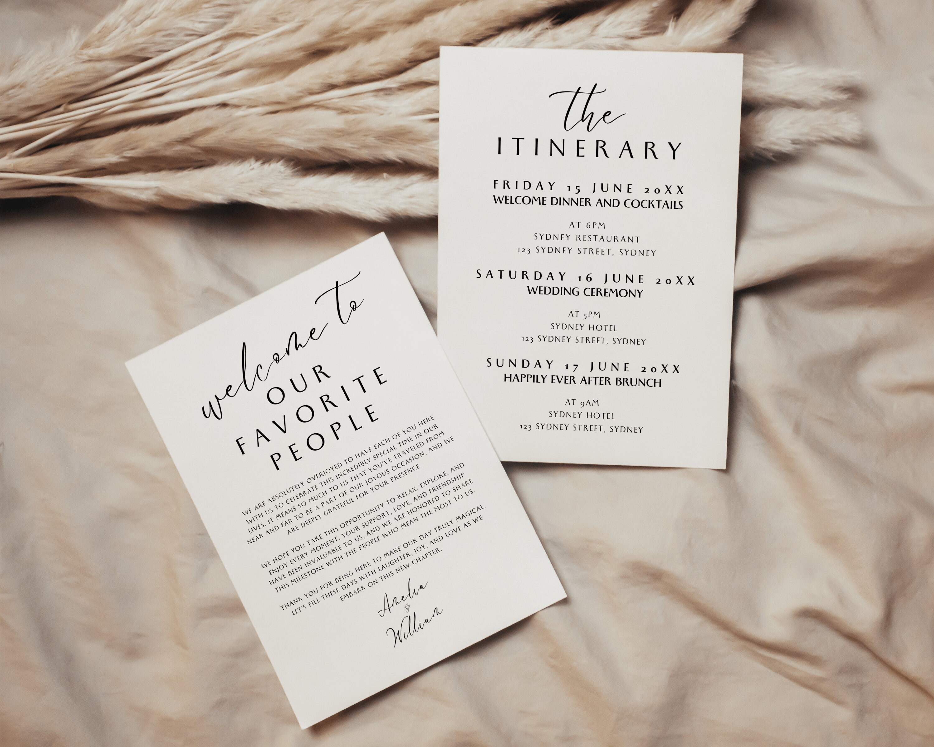 Wedding Details Card Template, Destination Wedding Weekend Itinerary ...