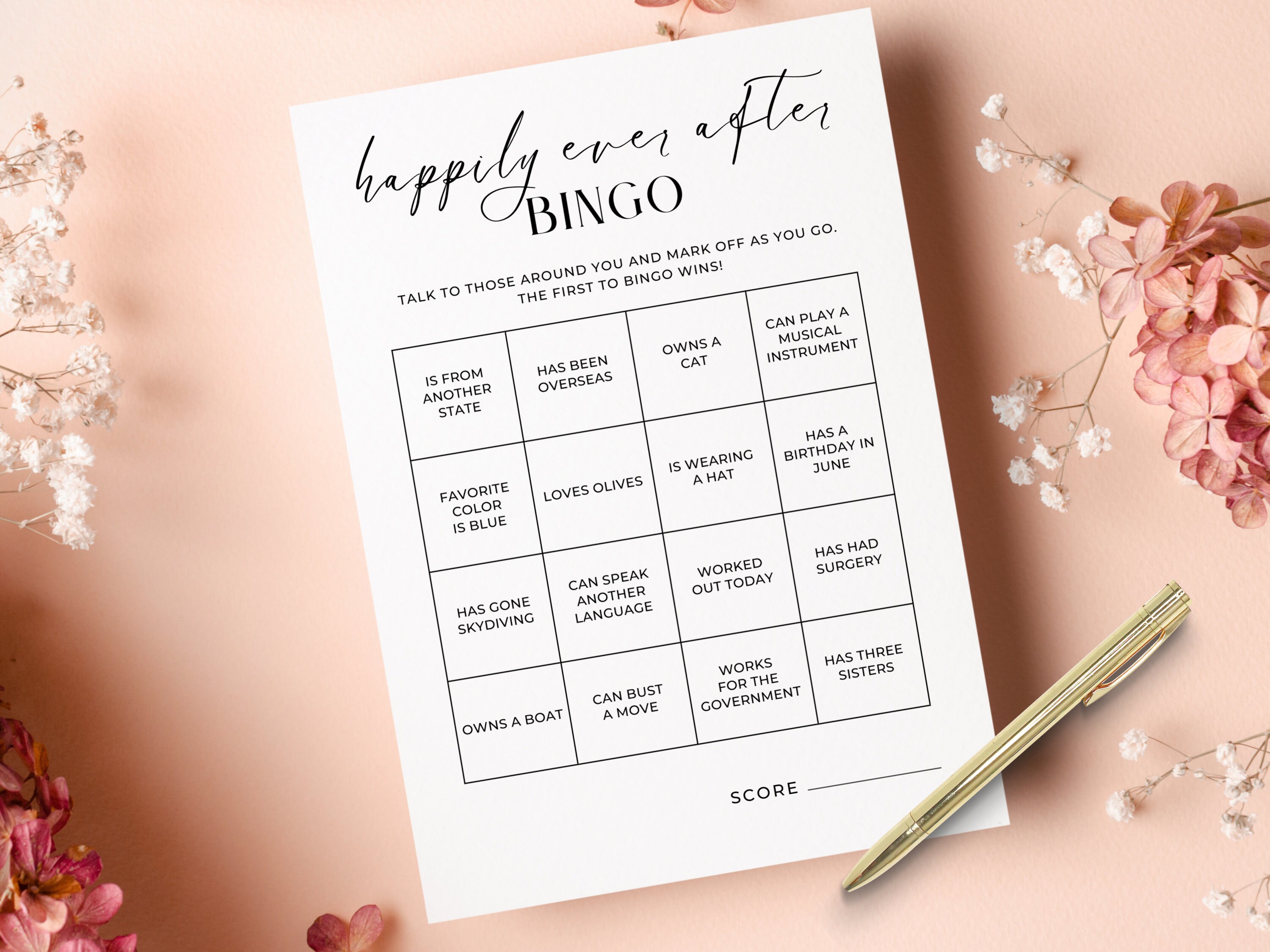 Wedding Bingo Game Printable, Find the Guest Party Game, Happily Ever ...