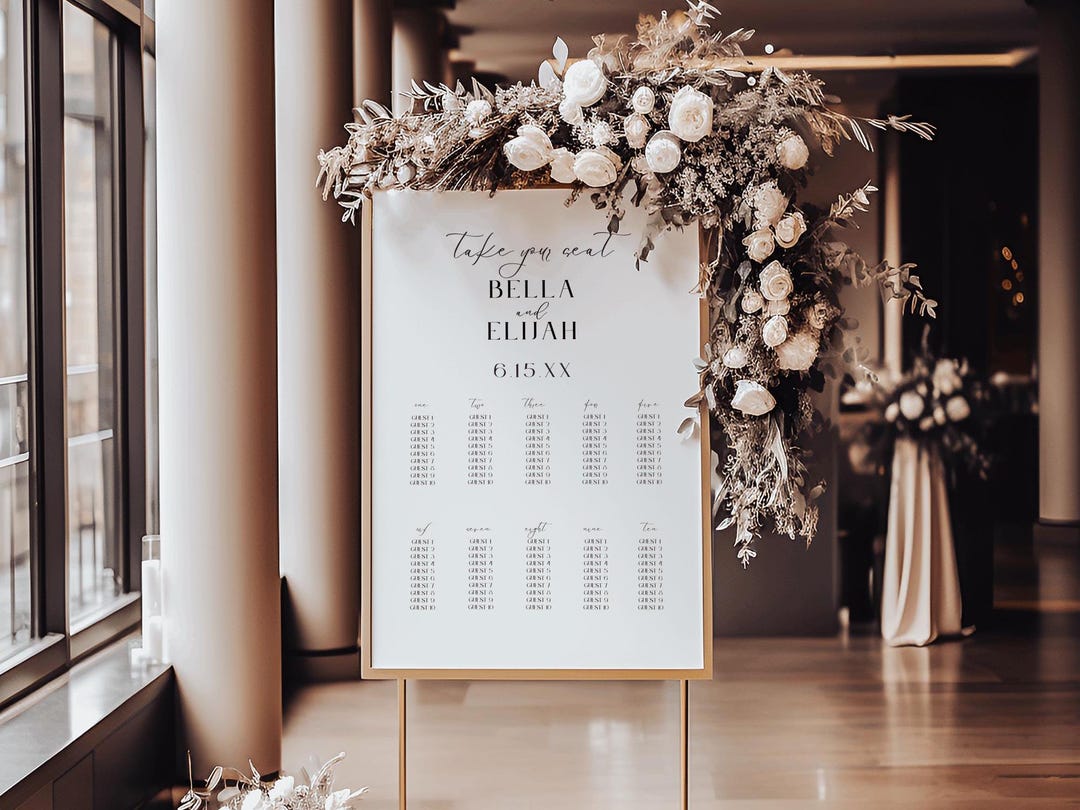 Wedding Seating Chart Sign Template, Minimalist Wedding Guest Table ...