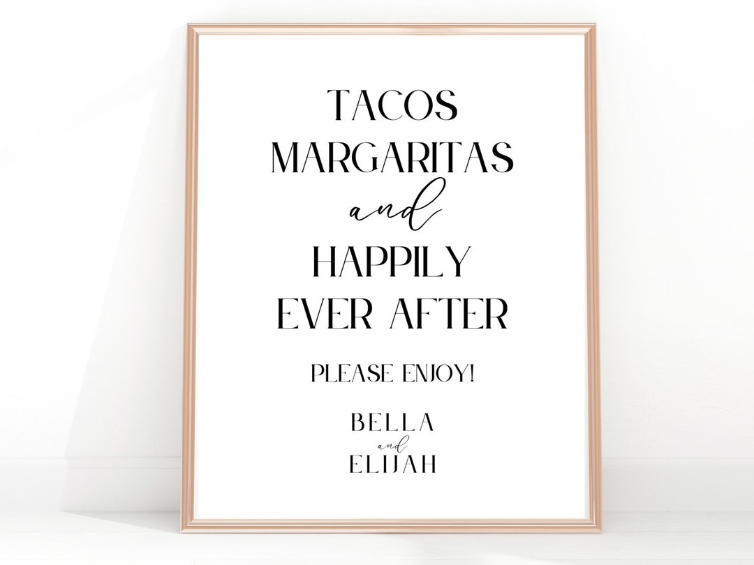 Taco Bar for Wedding Reception, Taco Bar Sign, Modern Wedding Taco ...