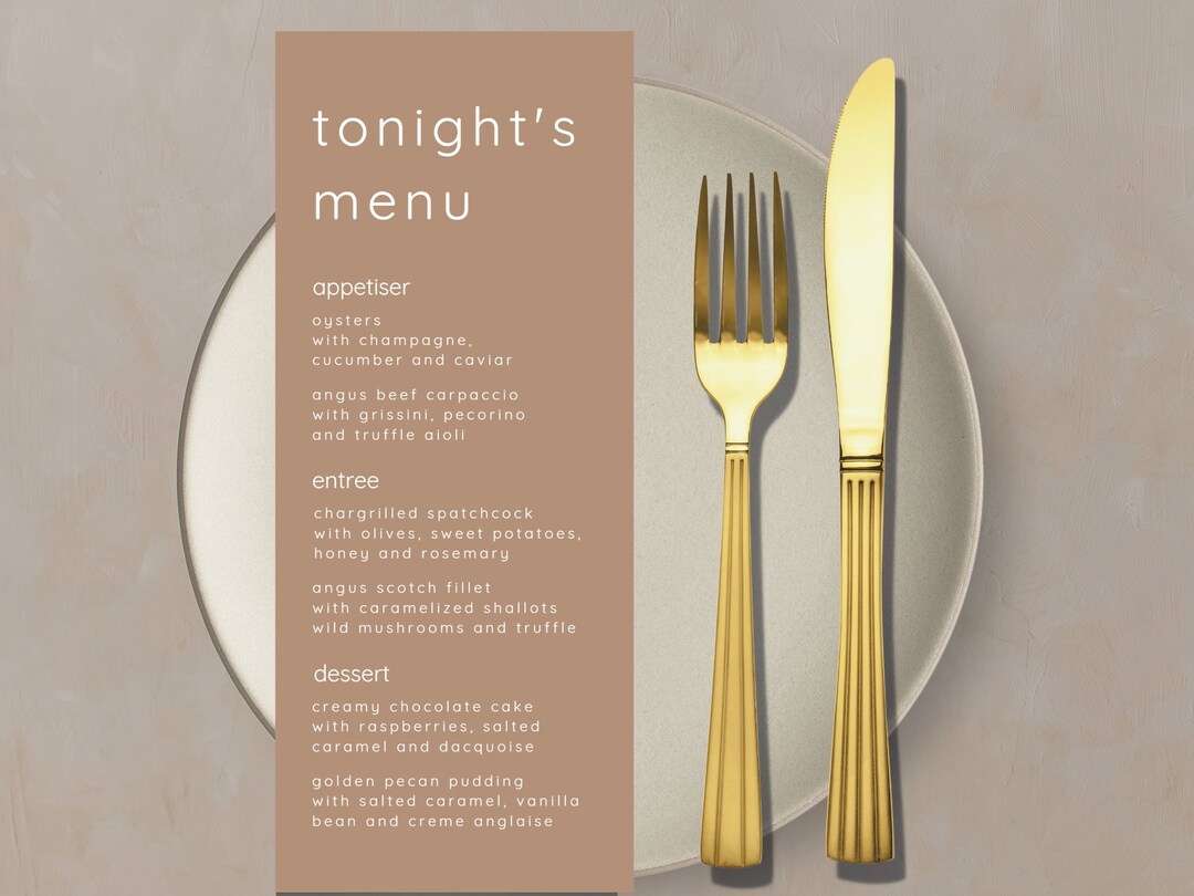 Minimalist Wedding Menu Template Canva, Simple Menu Card Download ...