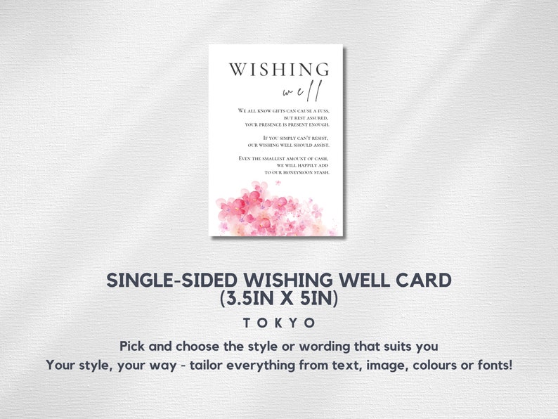 Wishing Well Card Template, Cherry Blossom Wedding Invitation Insert ...