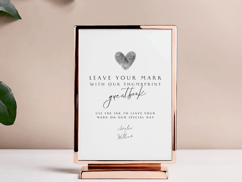 Thumbprint Wedding Guest Book Sign, Wedding Fingerprint Tree Guestbook ...