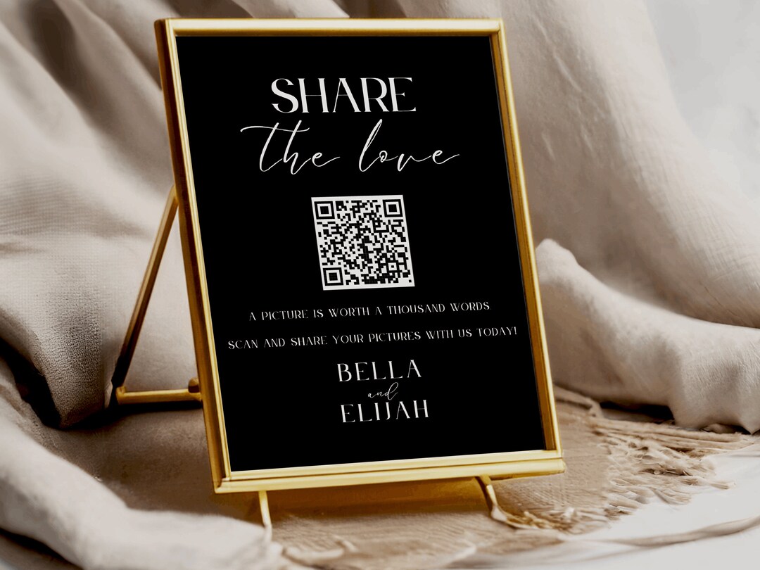 QR Code Sign for Photo Sharing, Black and White Printable Photo QR Code ...